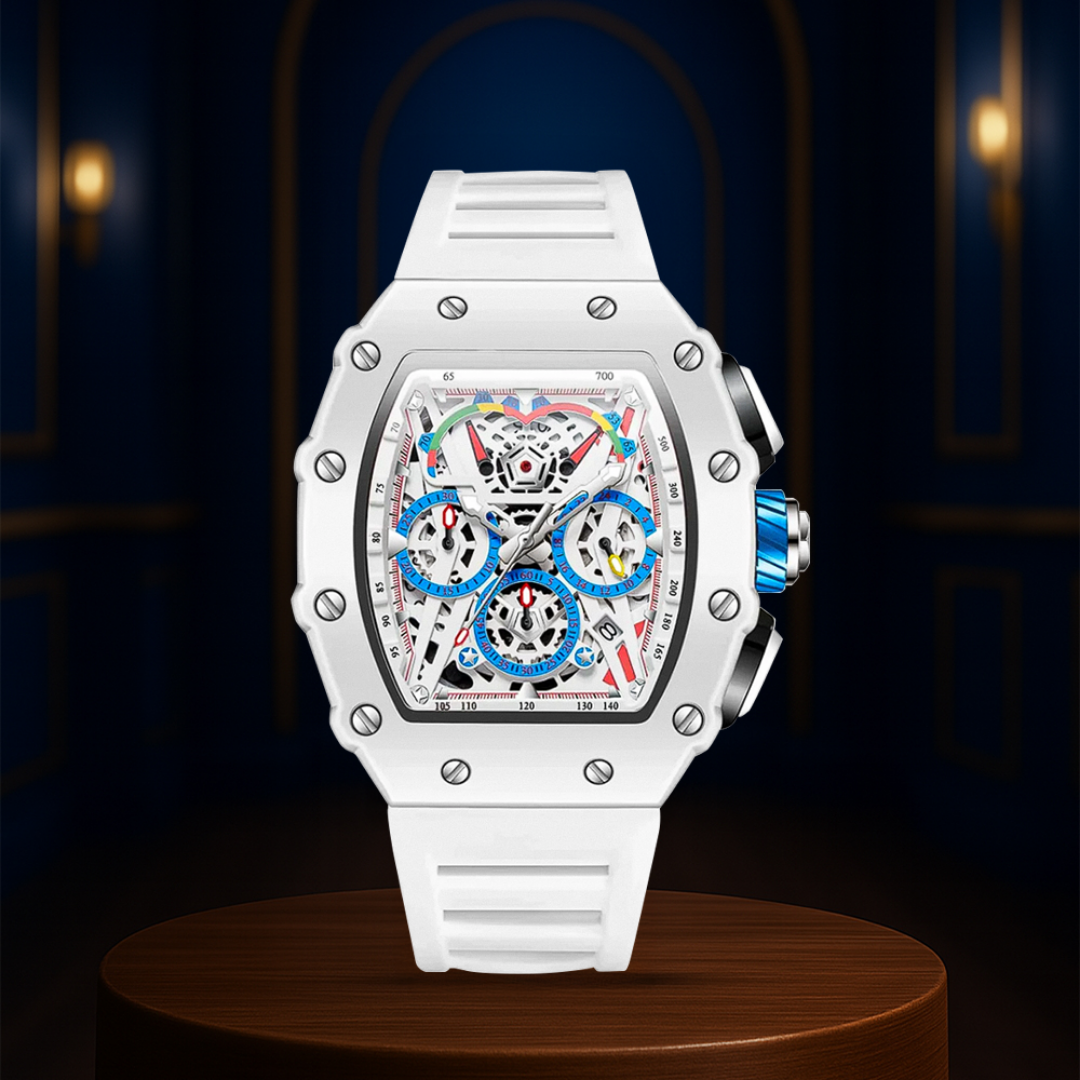 Cairo | Color-Popped Skeleton Dial Futuristic Watch | 41mm – Thompson ...