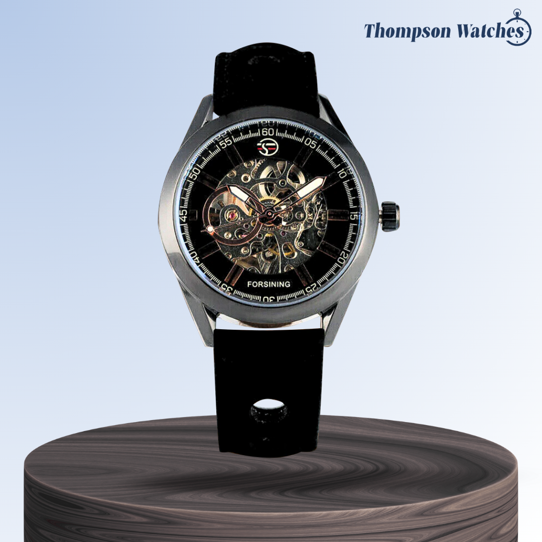 Felipe | Bold Men’s Skeleton Leather Watch – Thompson Watches